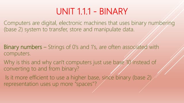 Binary code | PPT | Programming Languages | Computing