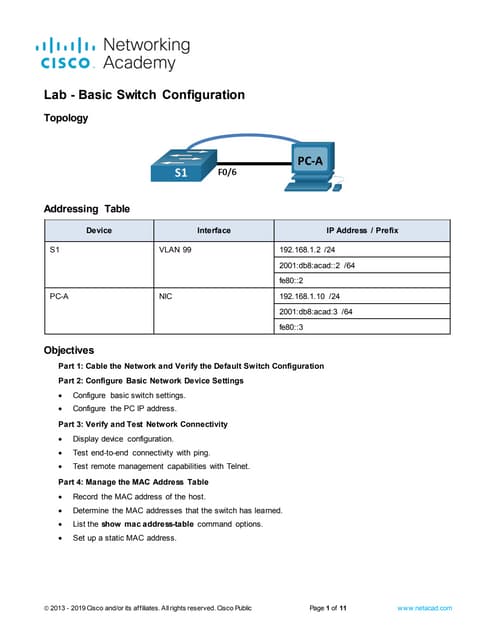 Ccna1 V70 Itn Practice Pt Skills Assessment Ptsa12 Answerspdf Computer Networking Computing