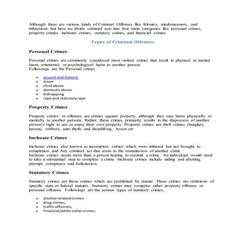 Types of Criminal Offenses | DOCX