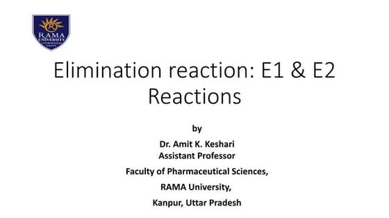 Elimination reaction | PPTX | Chemistry | Science