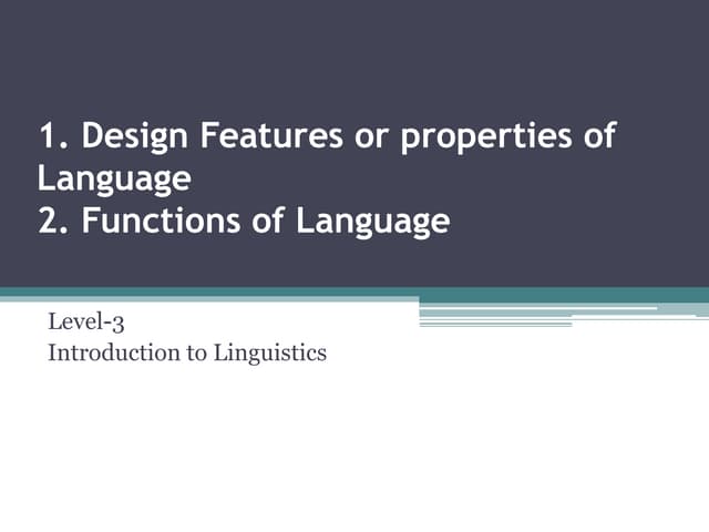 Hockett's language features | PPTX