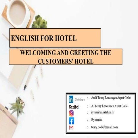 ENGLISH FOR HOTEL: WELCOMING AND GREETING EXPRESSION | PPT