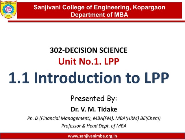 11 Ds Introduction To Linear Programing Problem Ppt 9179