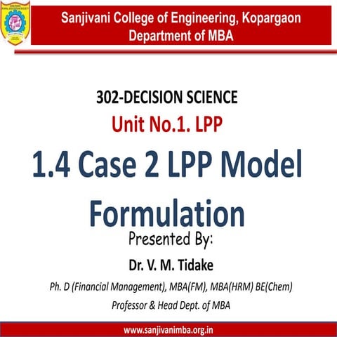 1.4 ds case 2 lpp model formulation | PPT