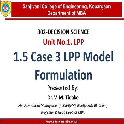 1.5 ds case 3 lpp model formulation | PPT