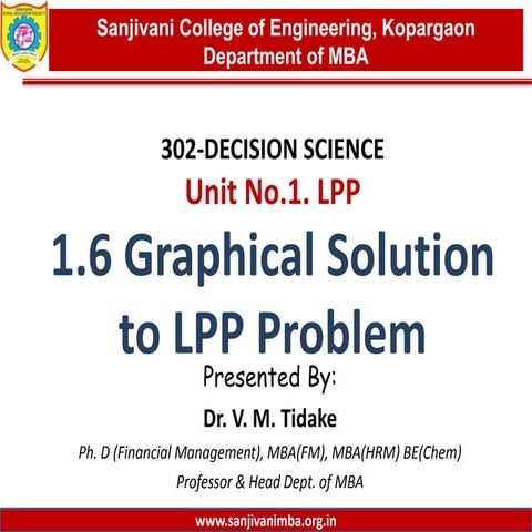 1.6 ds graphical solution linear programing problem | PPT