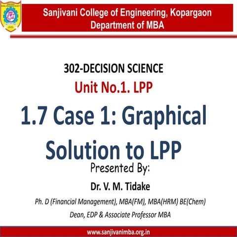 1.7 ds case 1 graphical solution to lpp | PPT