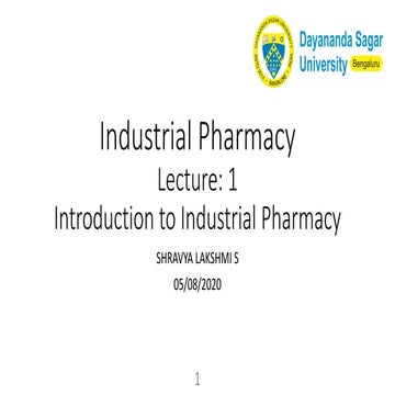 1. introduction to industrial pharma 5 8-2020 | PDF