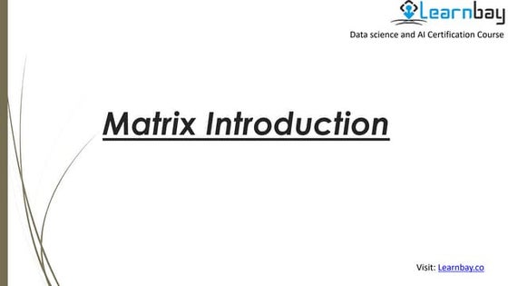Introduction To Matrices Ppt