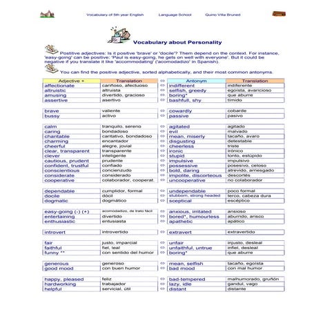1.1.adjectives of personality | PDF
