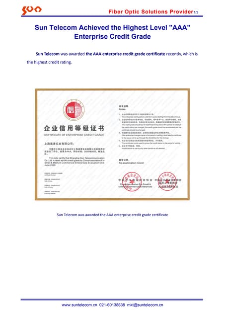 Fiber Optic Solutions In Telecommunications | PDF
