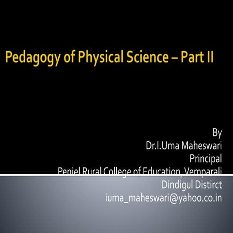 1. Pedagogy of Physical Science (Part II ) - Introduction & mesurement ...