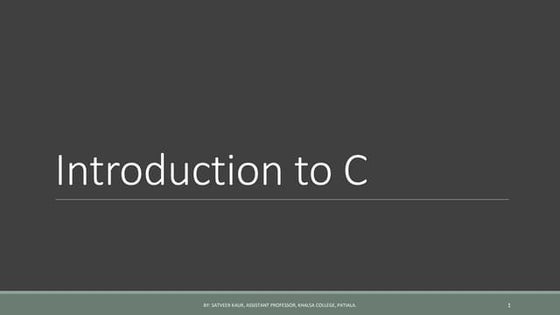 Introduction to c | PPTX | Programming Languages | Computing