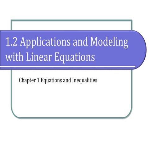 1.2 Applications of Linear Equations | PDF | Chemistry | Science
