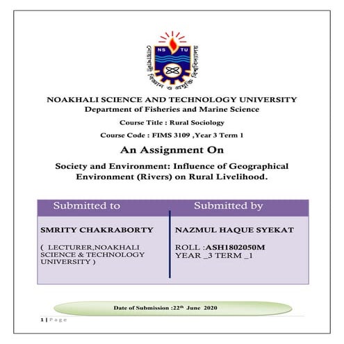 Influence of geographical environment (rivers) on rural livelihood by ...