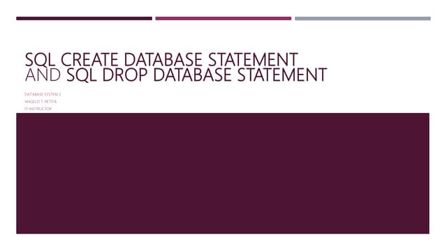 11 Sql Create And Drop Database Statement Ppt 9368