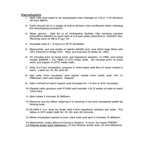 karyotyping Practical Procedure | PDF