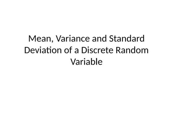 Chapter 1 random variables and probability distributions | PPT Chapter 1 random variables and probability distributions | PPT