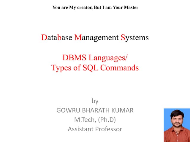 Dbms Languages Types Of Sql Commands Ppt 1058