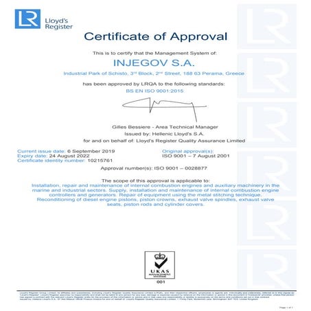 Lloyd's Register Certificate / Management System ISO 9001:2015 | PDF