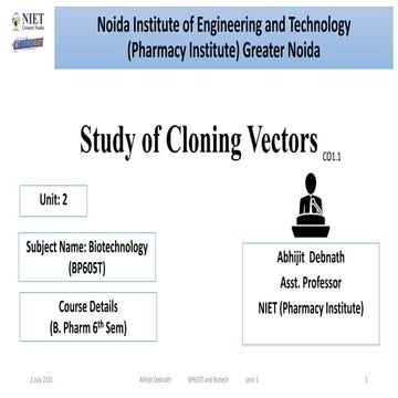 Cloning vectors | PPTX