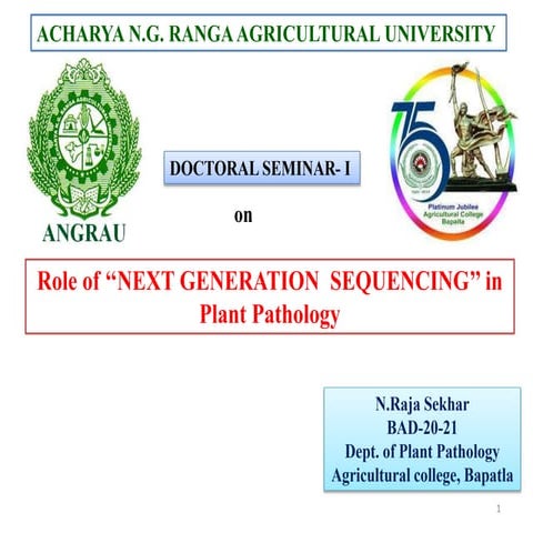 1.Role of next generation sequencing in plant pathology | PPTX