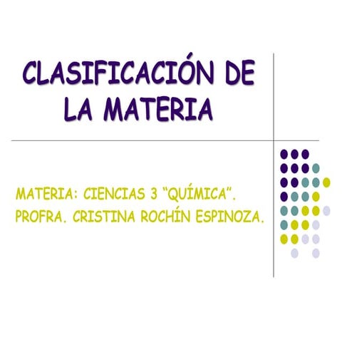 1. CLASIFICACIÓN DE LA MATERIA | PPT
