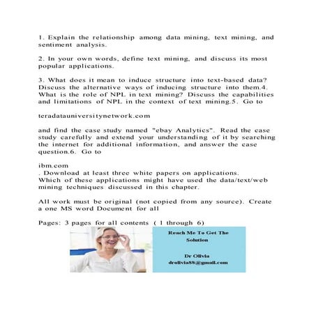 1. explain the relationship among data mining, text mining, and sent | DOCX