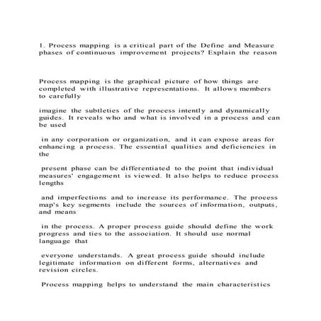 1. process mapping is a critical part of the define and measure ph | DOCX