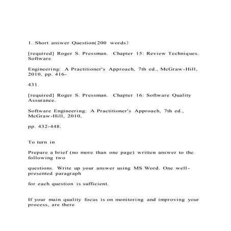 1. short answer question(200 words） [required] roger s. pr | PDF