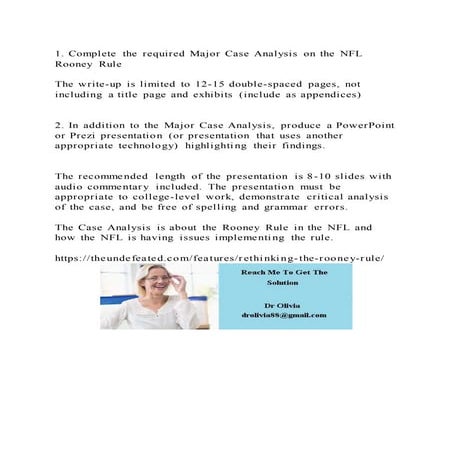 1. complete the required major case analysis on the nfl rooney rule | DOCX