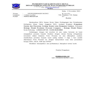 1. surat nota pesanan | DOCX