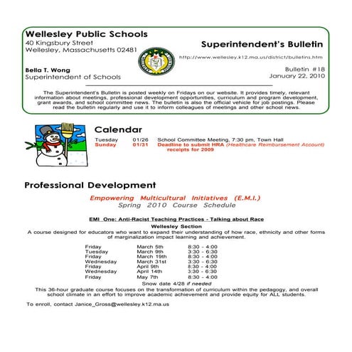 Superintendent's Bulletin 1-22-10 | PDF
