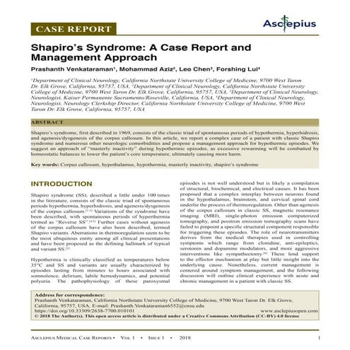 Shapiro’s Syndrome: A Case Report and Management Approach | PDF