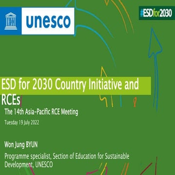 ESD for 2030 Country Initiative and RCEs | PPTX