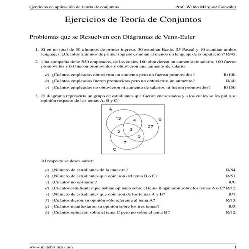 Hoja De Trabajo Con Problemas Verbales De Diagrama De Venn
