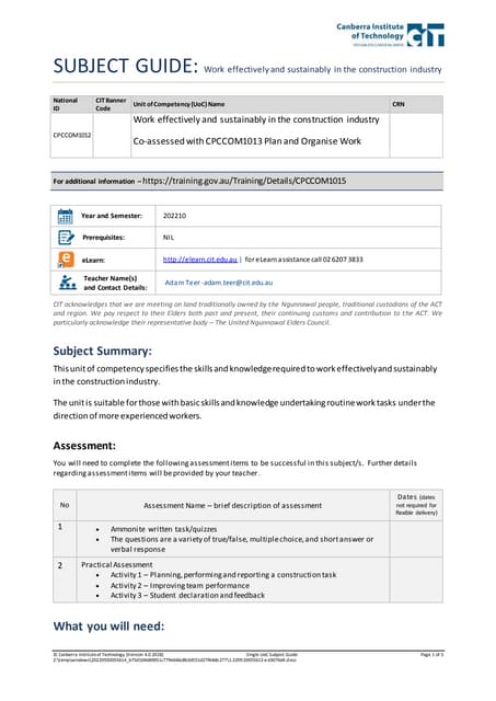Subject Guide-Construct Ceiling Frames | DOCX | Educational Assessment ...
