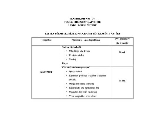 Modeli i një planifikimi ditor | DOCX