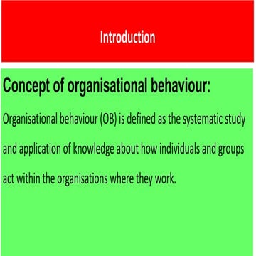 Introduction to SOBC Models Of Organization Behaviour | PPT