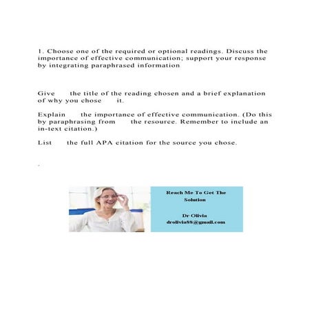1. Choose one of the required or optional readings. Discuss the | DOCX
