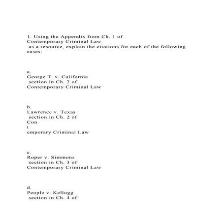 1. Using the Appendix from Ch. 1 of Contemporary Criminal Law | DOCX