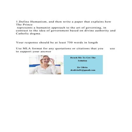 1.Define Humanism, and then write a paper that explains how Th | DOCX