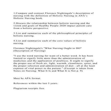 1.Compare and contrast Florence Nightingale’s description of nursing | DOCX