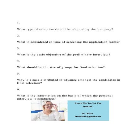1.What type of selection should be adopted by the company | DOCX