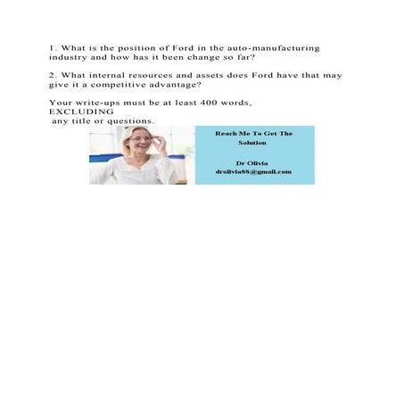 1. What is the position of Ford in the auto-manufacturing industry a | DOCX