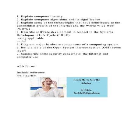 1. Explain computer literacy 2. Explain computer algorithms and it.docx | Computing | Technology ...
