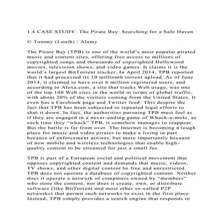 1.4 CASE STUDY The Pirate Bay Searching for a Safe Haven© To.docx