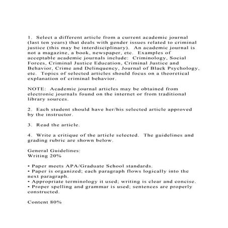 1. Select a different article from a current academic journal (.docx