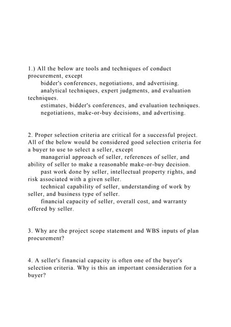 12 pmp procurement management exam | PDF