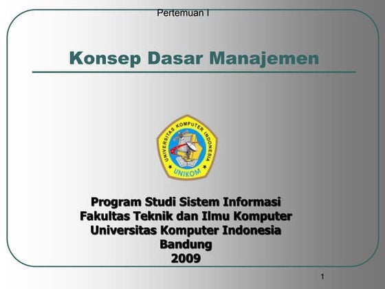 Konsep Dasar Manajemen | PDF